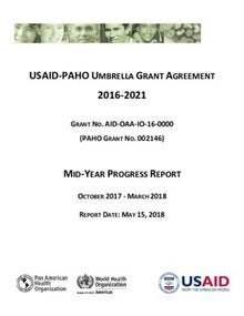USAID-PAHO Umbrella Grant Agreement 2016-2021: Mid-year progress report October 2017- March 2018 ...